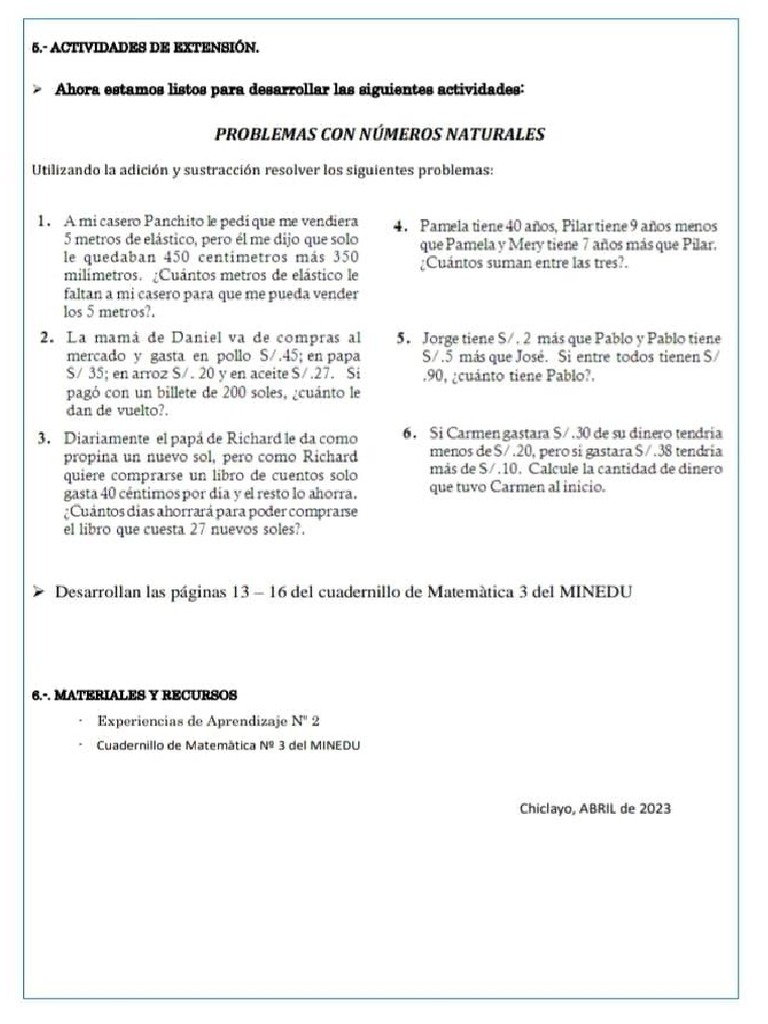 Problemas Con Sustracción | PDF