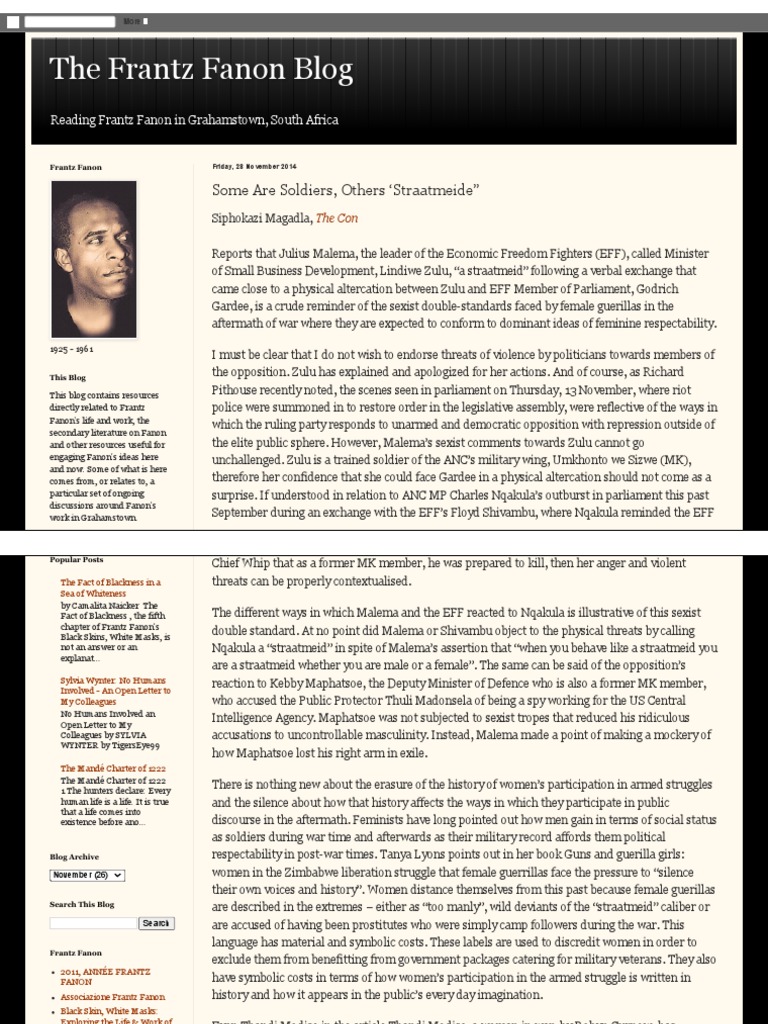 The Frantz Fanon | PDF | Frantz Fanon | Jacob Zuma