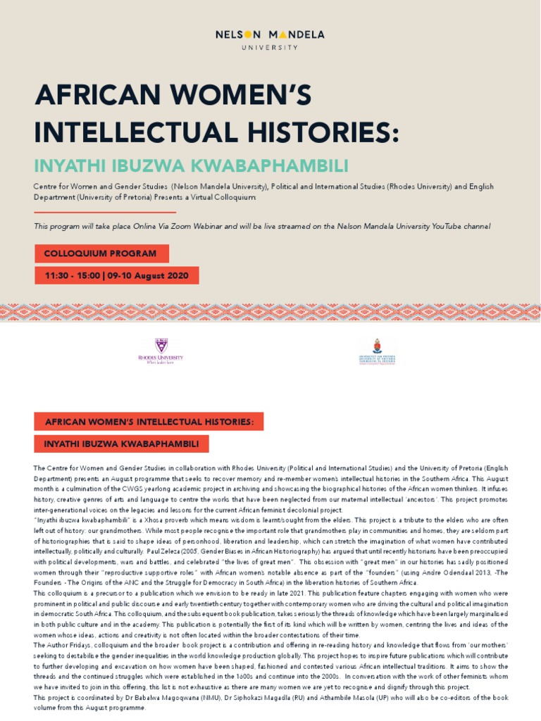 Celebrating The African Women Intellectuals - Colloquium | PDF | Doctor Of Philosophy | Feminism