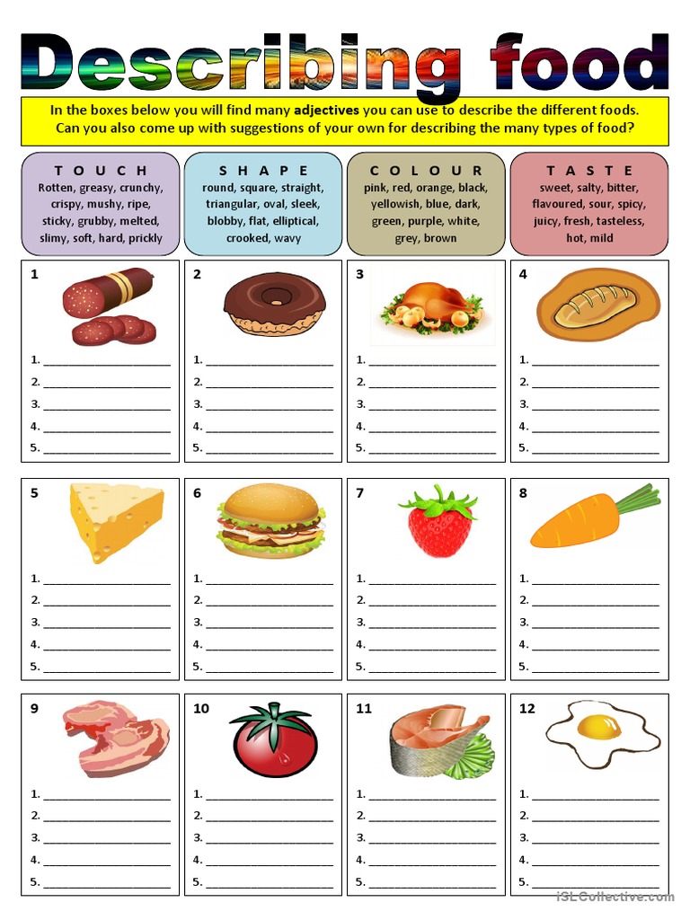 Describing Food (Adjectives) | PDF | Foods | Food And Drink