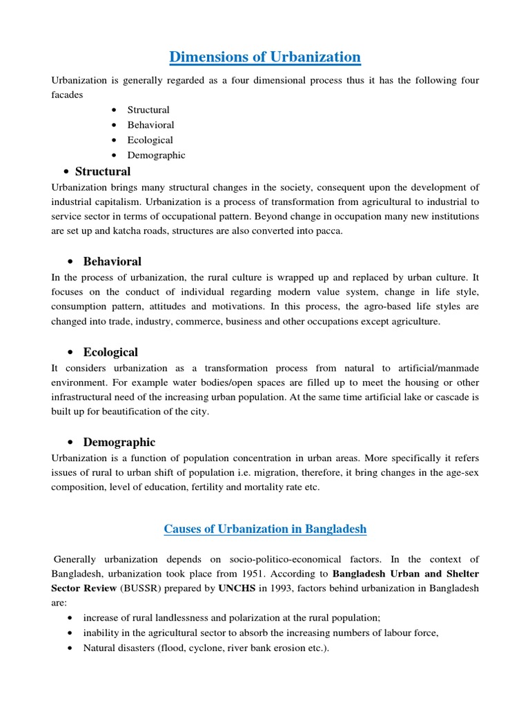 Dimensions of Urbanization | PDF | Urbanization | Economic Growth