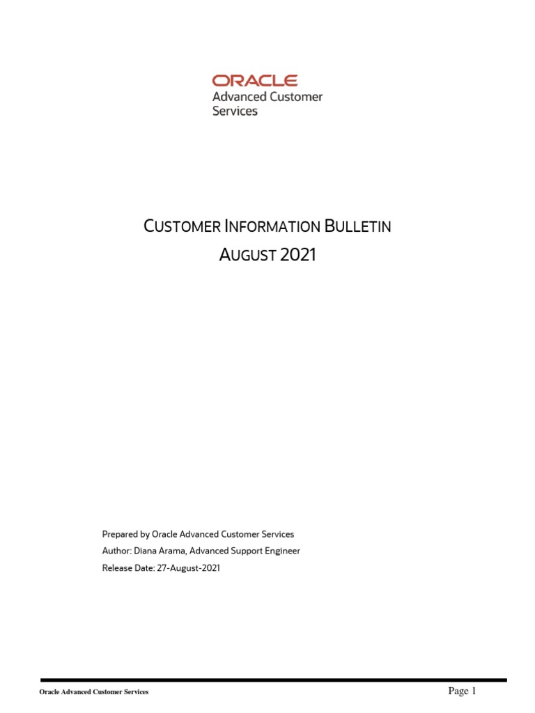 ACS Customer Info Bulletin August 2021 | PDF | Oracle Corporation ...