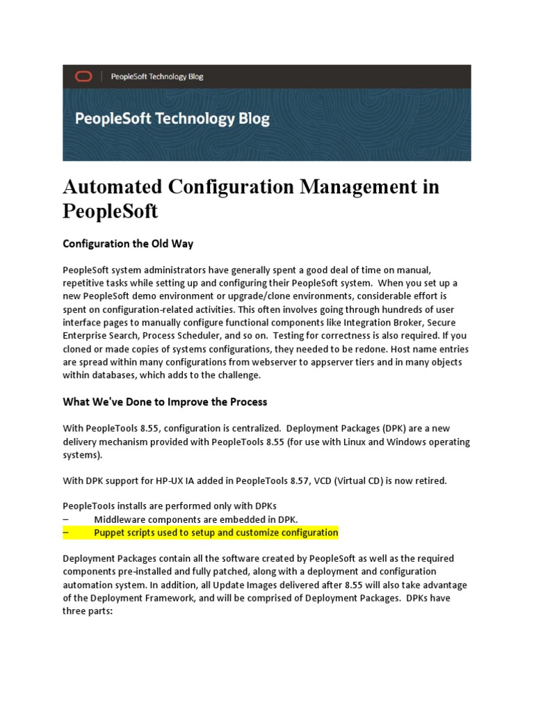 Automated Configuration Management In Peoplesoft Pdf Computer Science Systems Engineering