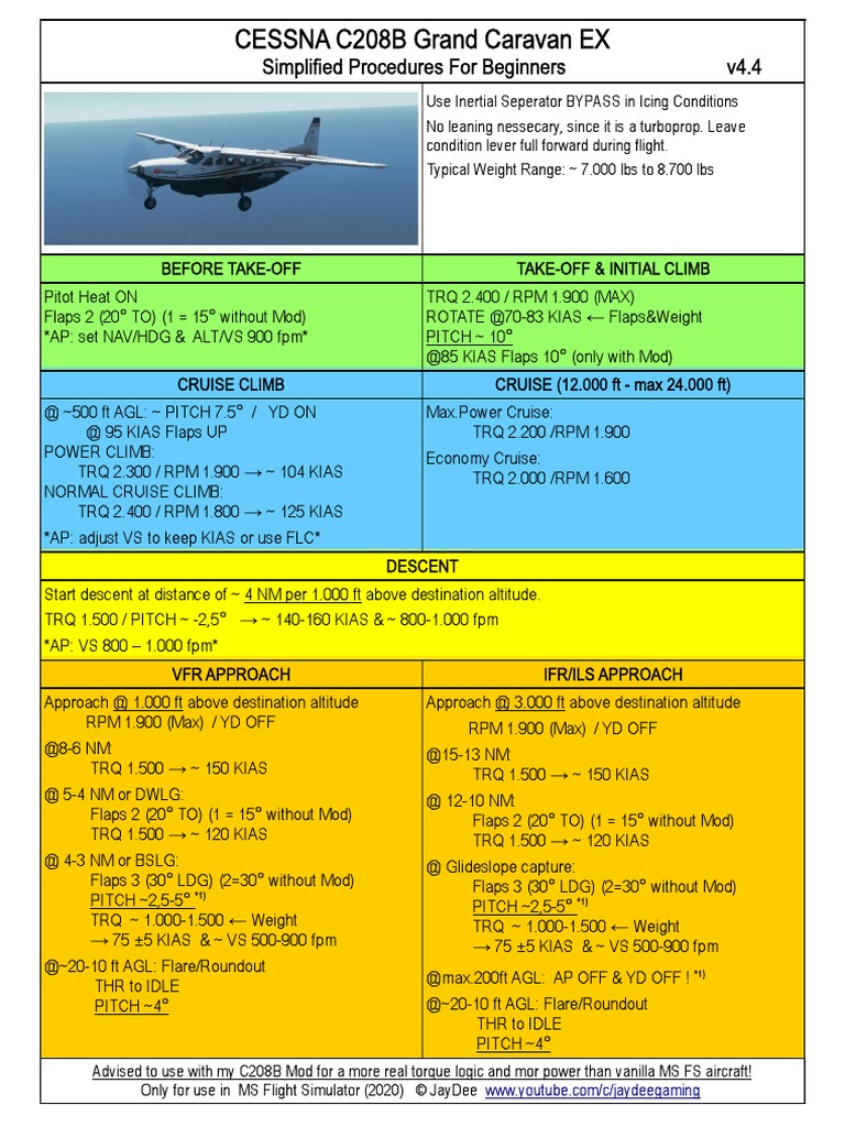 JDQRC Cessna C208B Grand Caravan EX QuickReferenceChart Multi | PDF ...
