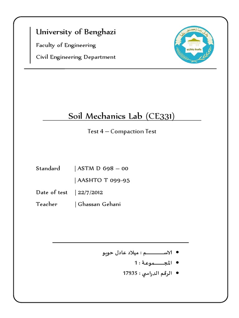 Lab 4 - Compaction Test | PDF | Soil | Physical Sciences
