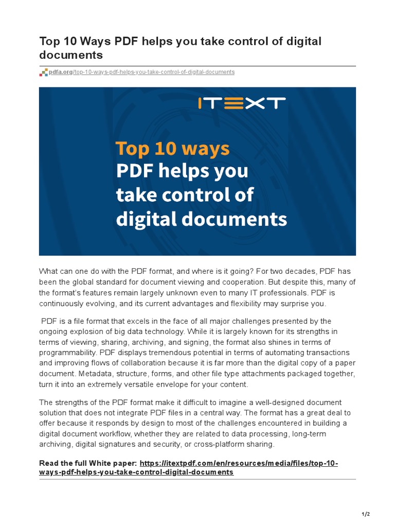 Top 10 Ways PDF Helps You Take Control of Digital Documents | PDF Top 10 Ways PDF Helps You Take Control of Digital Documents | PDF