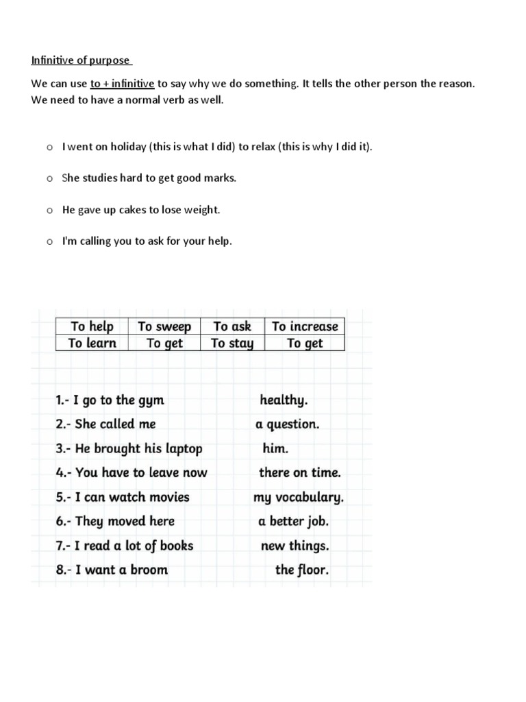 Infinitive of purpose | PDF