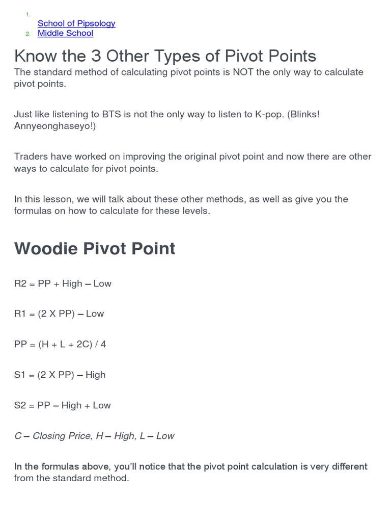 Know The 3 Other Types of Pivot Points | PDF