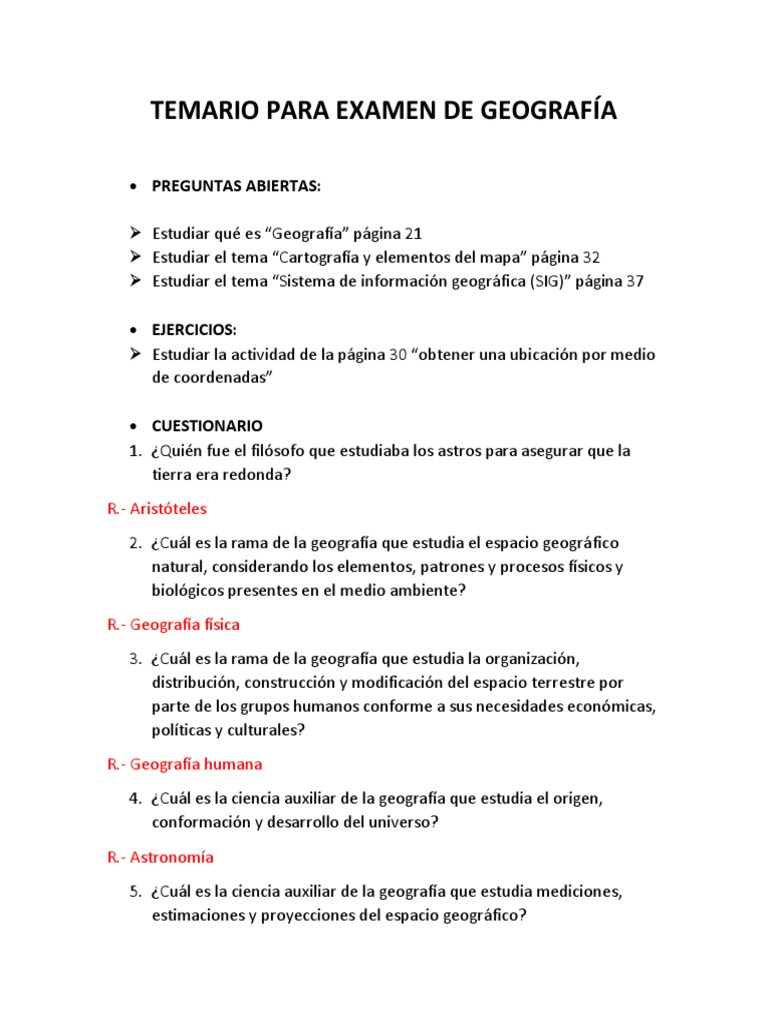Temario Geografía | PDF | Geografía | Sistema de información geográfica