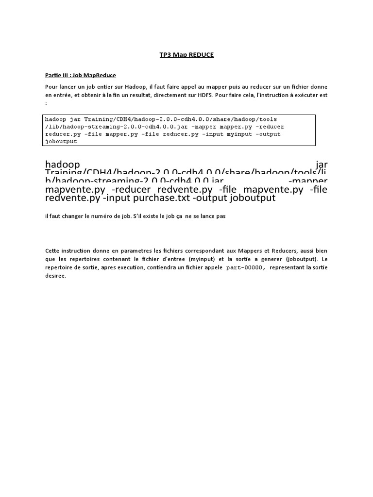 Tp3 Map Reduce: Partie Iii: Job Mapreduce | PDF