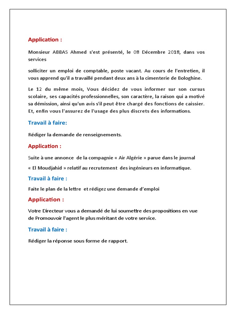 Exercice de rédaction professionnelle | PDF