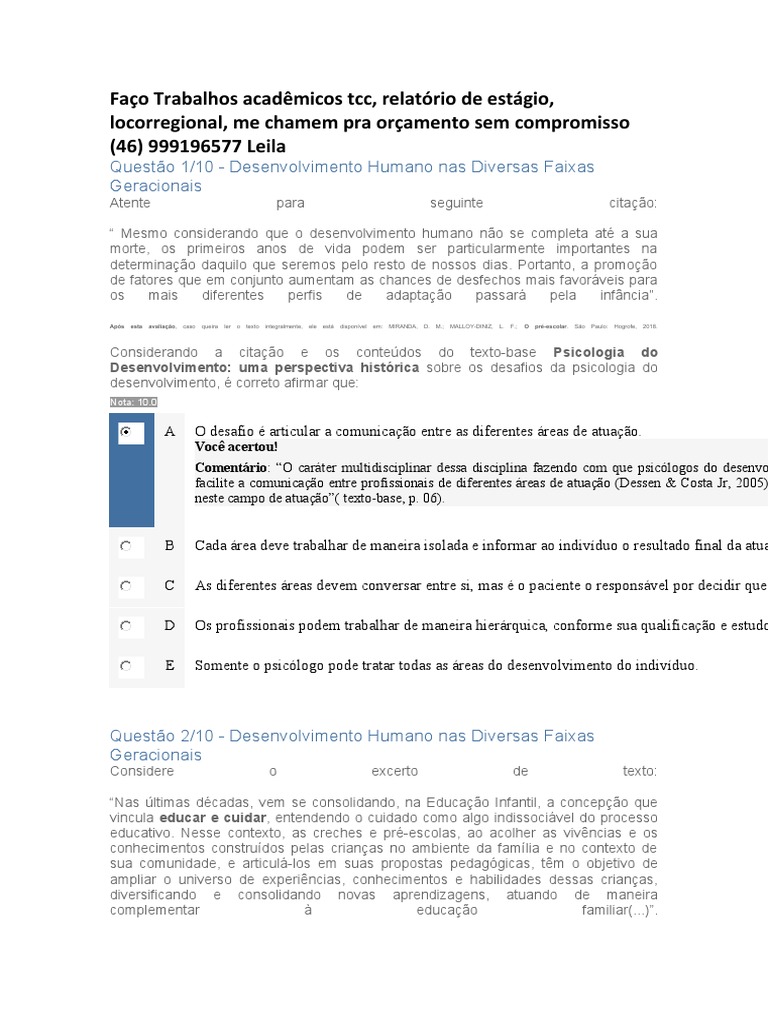 Apol 1 e 2 DESENVOLVIMENTO HUMANO NAS DIVERSAS FAIXAS GERACIONAIS | Download grátis PDF ...