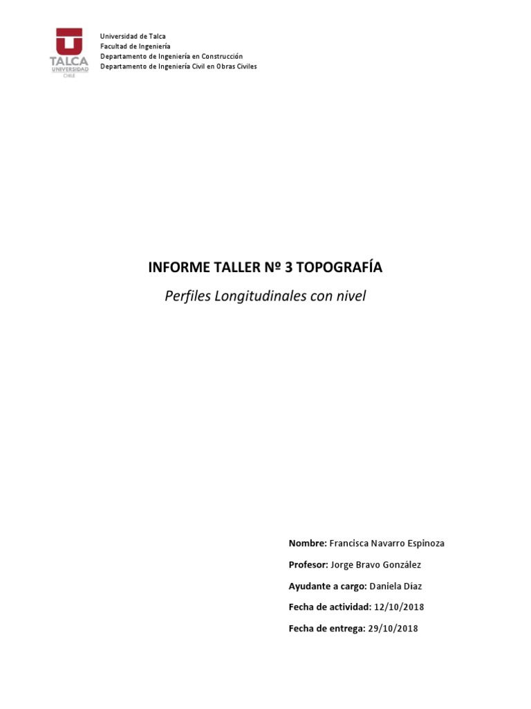 Informe Taller #3 Topografía | PDF | Science | Ciencias fisicas