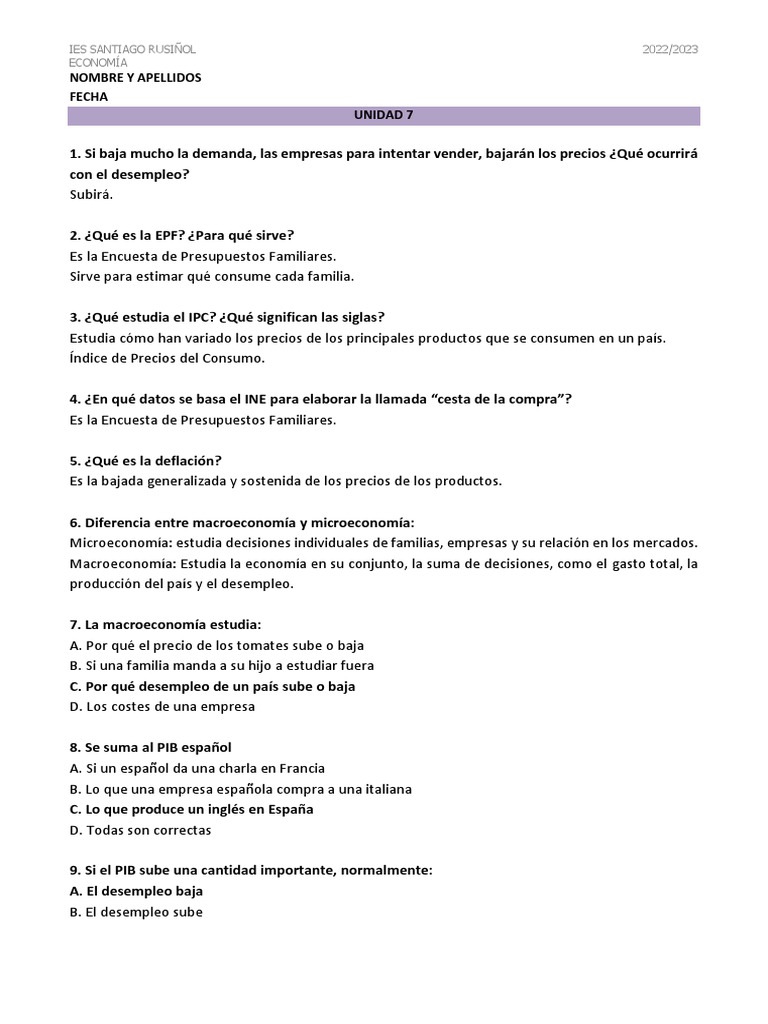 Tema 7 Ejercicios Resueltos | PDF | Producto Interno Bruto | Macroeconómica