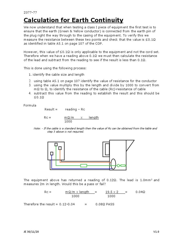 Calculation For Earth Continuity - Answers | PDF | Electrical ...
