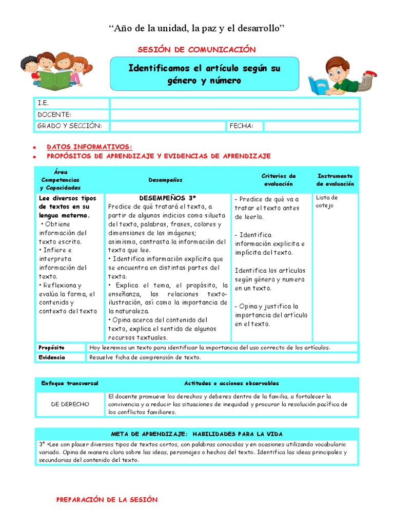 Artículos: Género y Número para Niños | PDF | Evaluación