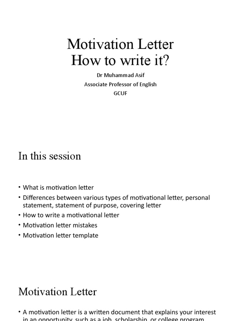 Motivational Letter | PDF | Motivation | Motivational