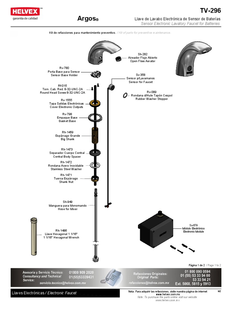 Despiece Llave Lavamanos Auto | PDF | Tap (Valve) | Valve
