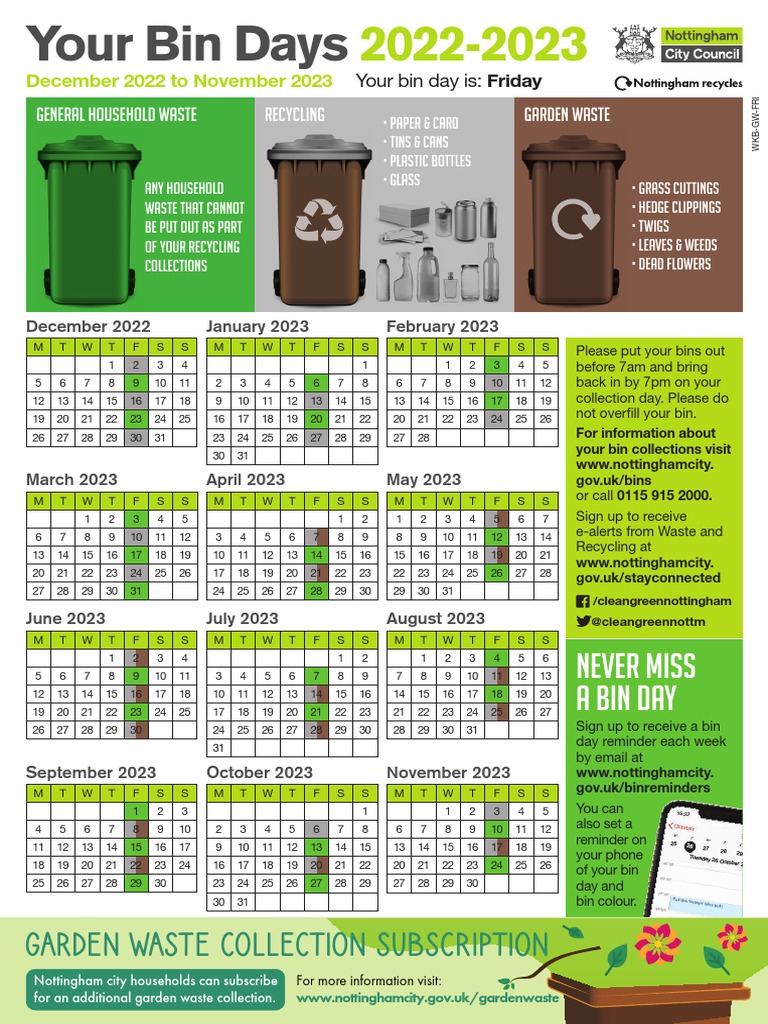 Bin Calendar Week B GW Friday 2022 | Download Free PDF | Recycling | Waste