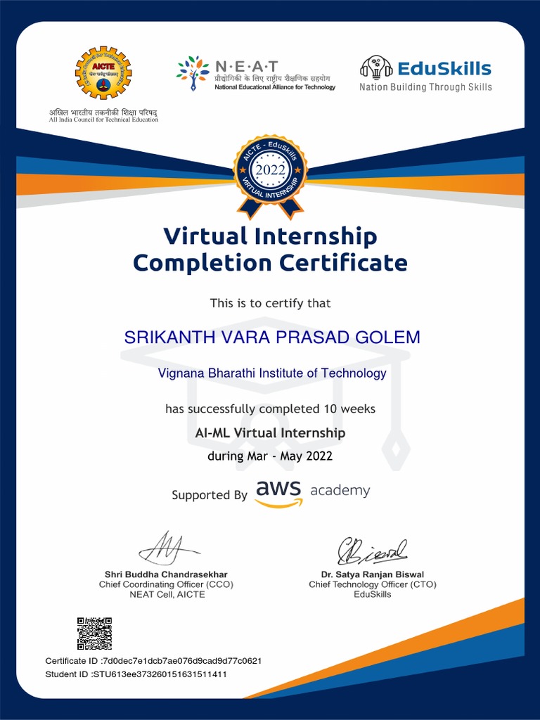 AICTE AIML Certificate(Final) | PDF