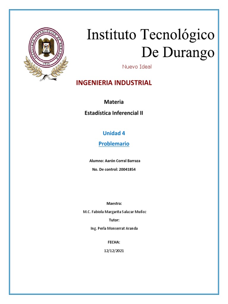 Problemario U4 | PDF | Análisis de variación