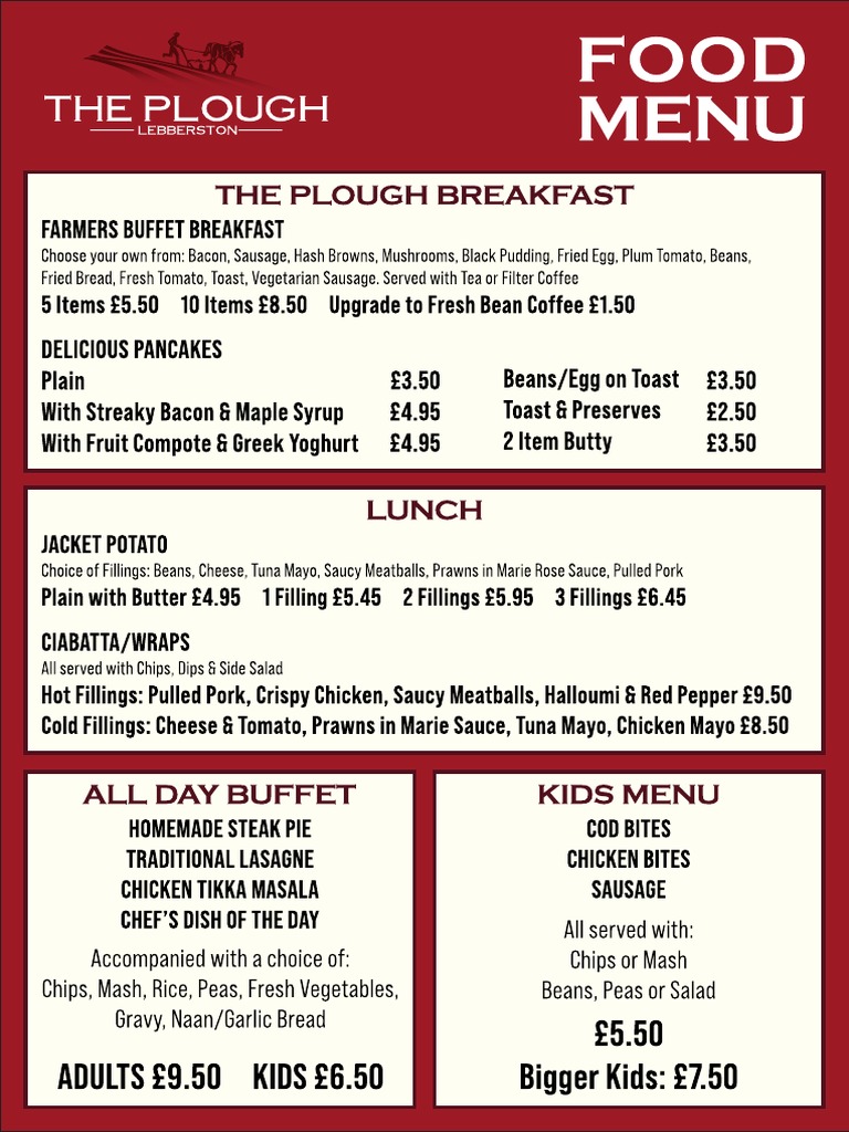 THE PLOUGH MENUS A4 400gsm DS MATT LAM 250no LOW RES PROOF | PDF