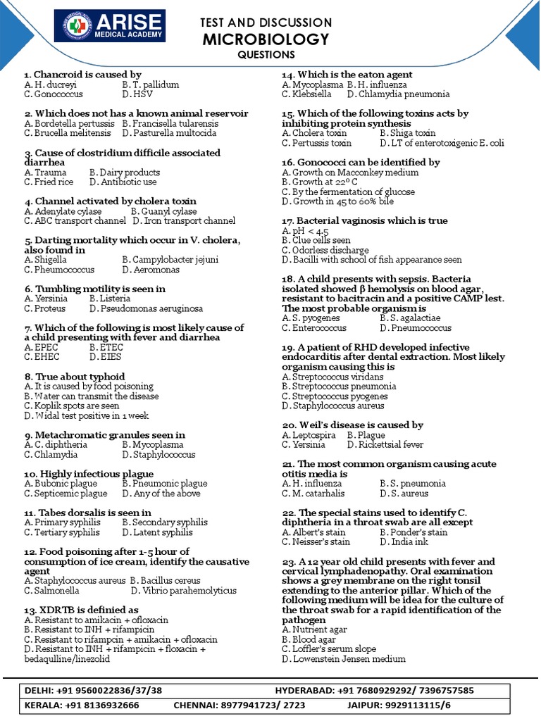 Microbiology Exam Questions Overview | PDF | Hepatitis | Infection