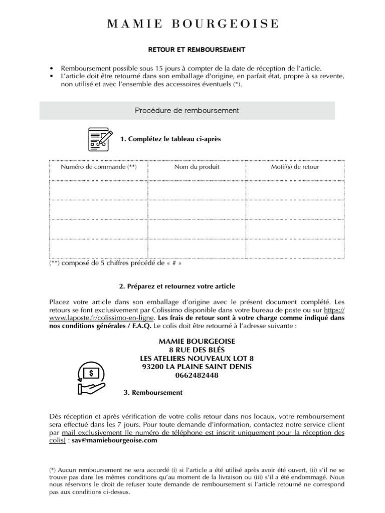 Formulaire de Retour | PDF