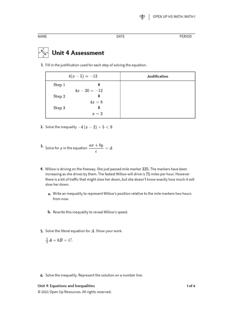 Integrated Math 1 Unit 4 Unit Assessment Pdf Matrix Mathematics Mathematics