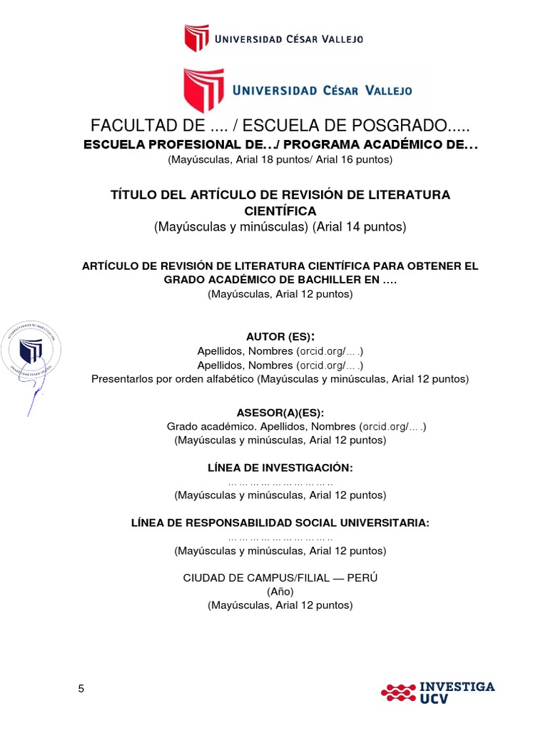 RVI N°062-2023-VI-UCV Guía Artículo de Revisión de Literatura 2023 ...