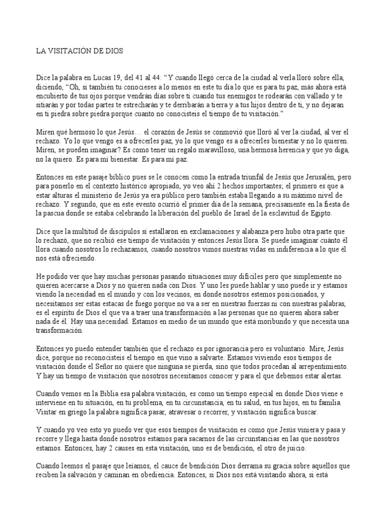 La Visitacion | PDF | Dios | Bendición