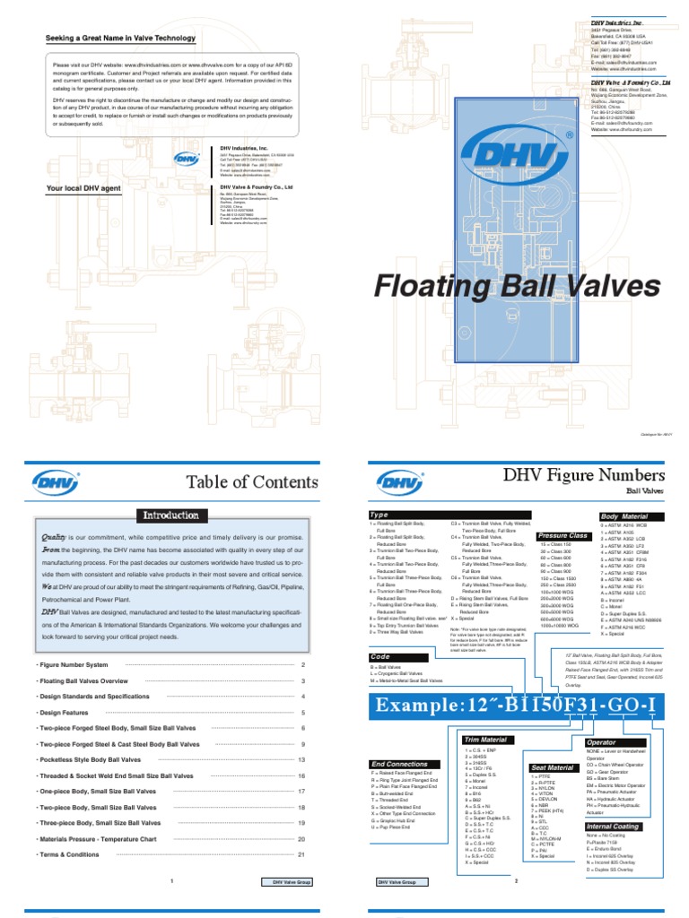 DHV Floating Ball Valve Catalogue | PDF | Valve | Plumbing