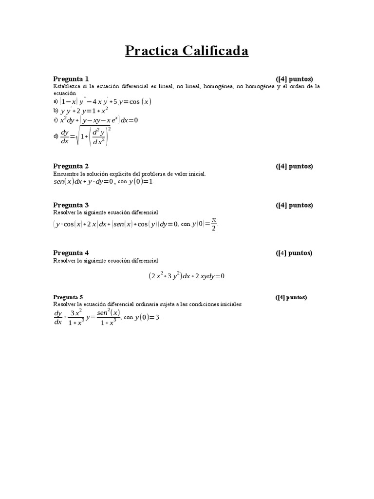 Practica Calificada - EDO | PDF