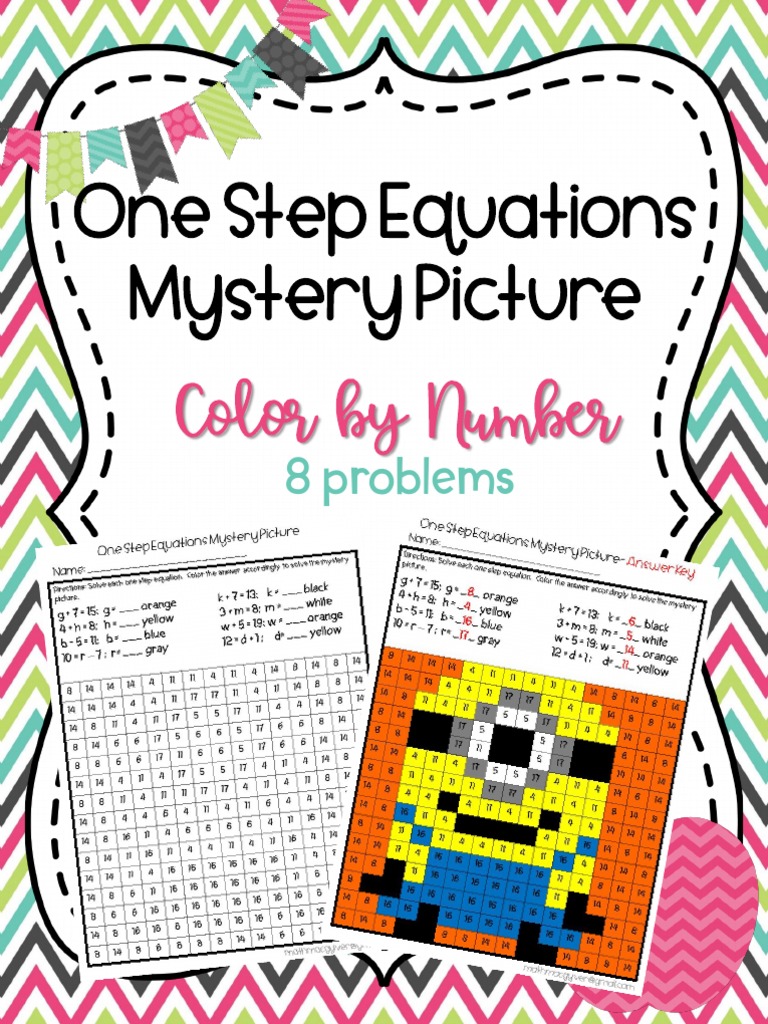 One Step Equations Mystery Picture: Color by Number | PDF
