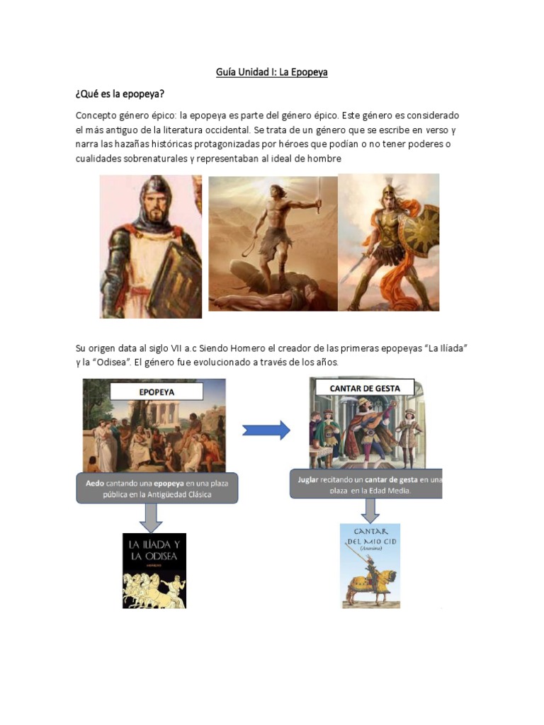 Guía Unidad I La Epopeya | PDF | Poesía épica | Mitología griega