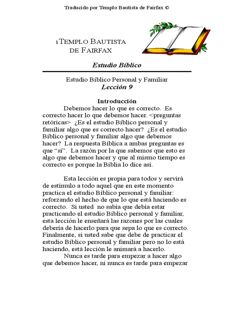 09 Lección - Estudio Biblico Personal y Familiar | PDF | Pecado | Biblia