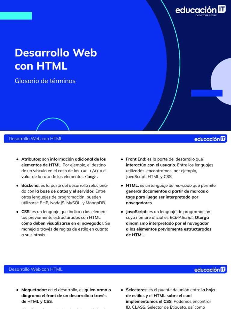 Desarrollo Web Con HTML: Glosario de Términos | Descargar gratis PDF ...