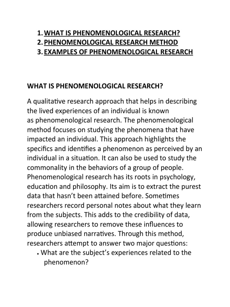 Understanding Phenomenological Research | PDF | Phenomenology ...