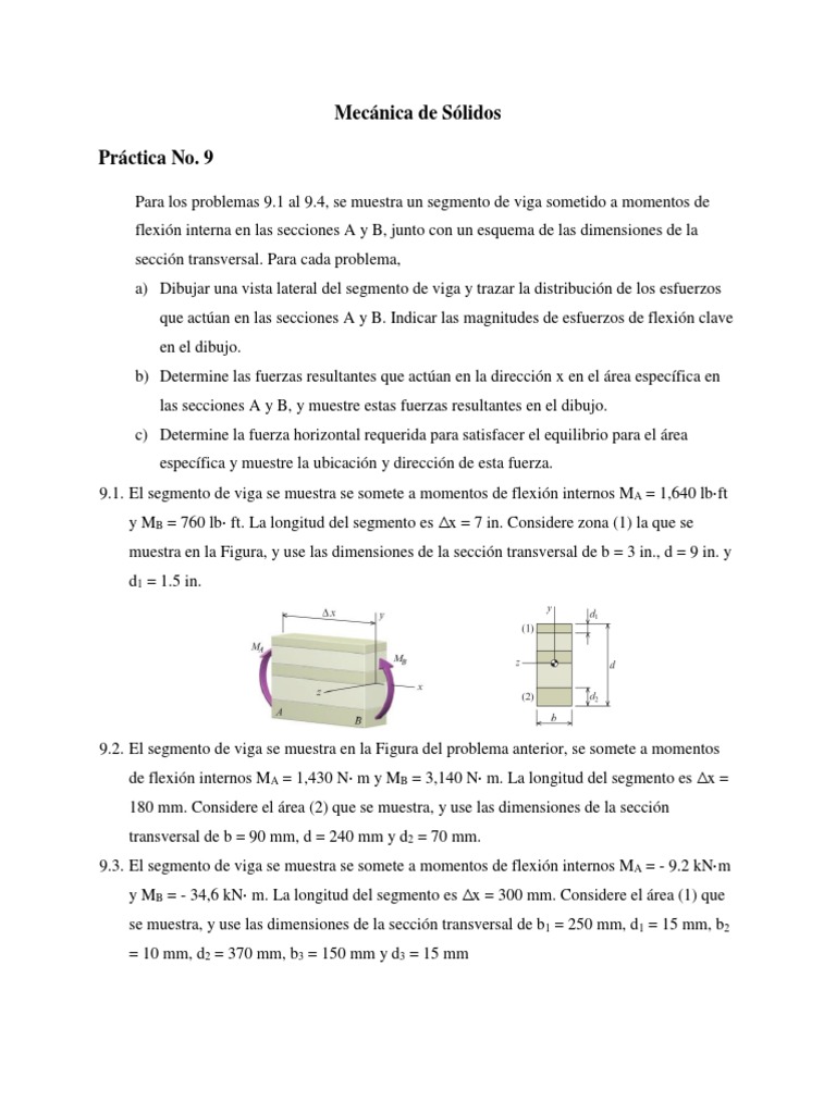 Mecanica de Solidos Practica No. 9 | PDF | Viga (Estructura) | Tornillo
