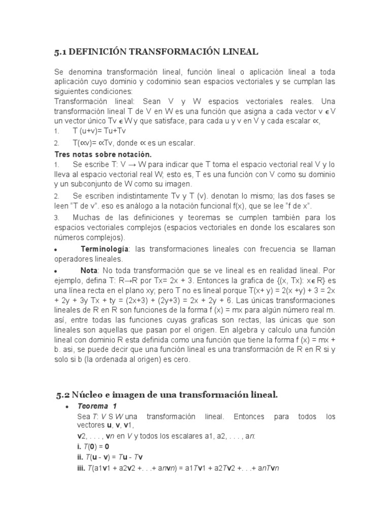 Transformaciones Lineales Básicas | PDF | Mapa lineal | Espacio vectorial