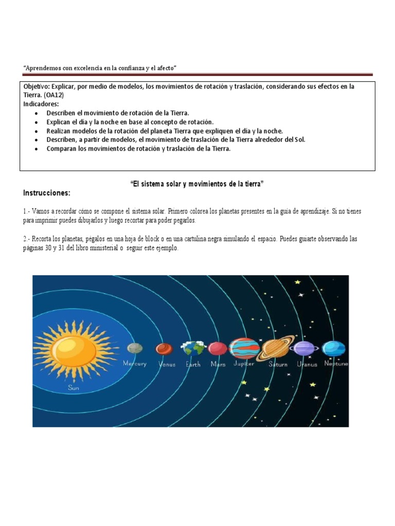 3° Básico Ciencias Naturales Guía de Sistema Solar | PDF | Sistema ...