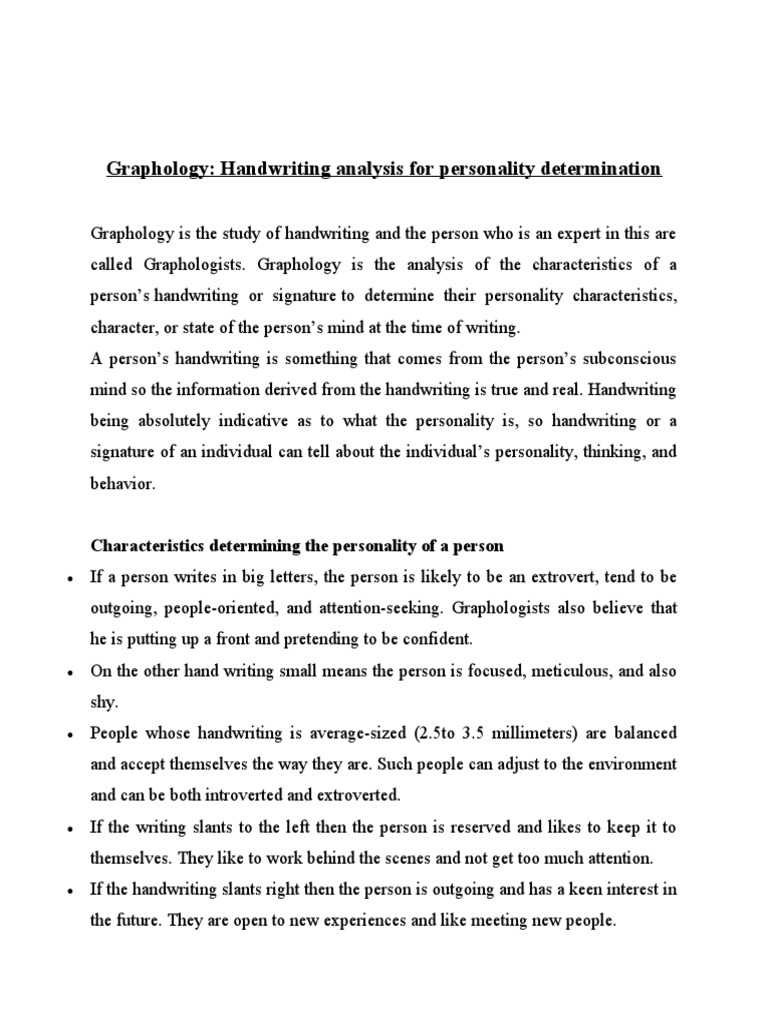 GRAPHOLOGY | PDF | Graphology | Cognition