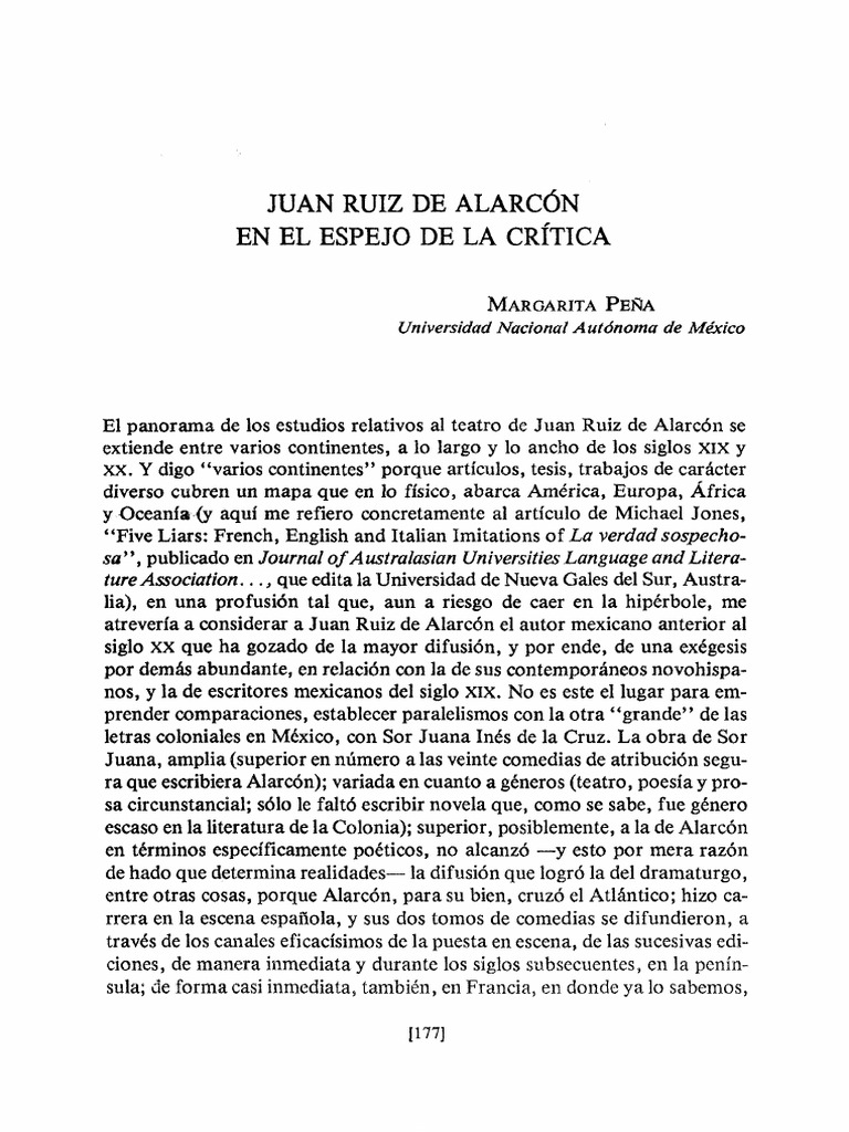 Juan Ruiz de Alarcón: Crítica y Difusión | PDF | Literatura española ...