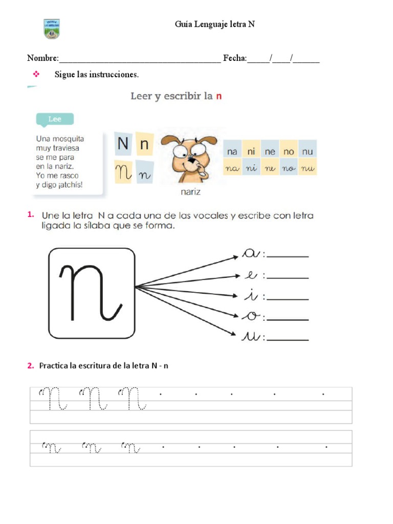 Actividades para la letra N y ñ | PDF