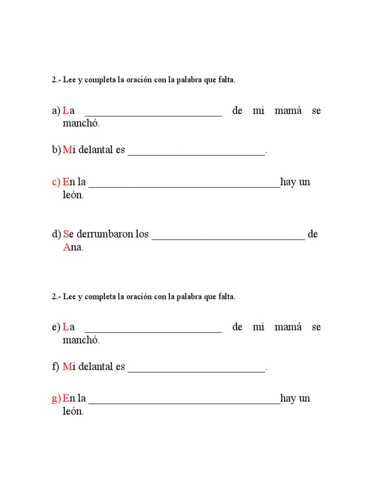 Completar Oraciones Con BL | PDF