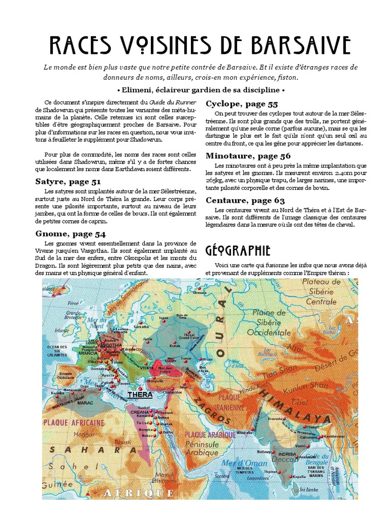 Races de Barsaive et leurs caractéristiques | PDF