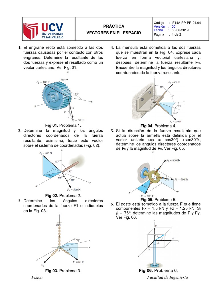 S02 Práctica de Vectores en El Espacio | PDF | Vector Euclidiano | Física Aplicada e ...