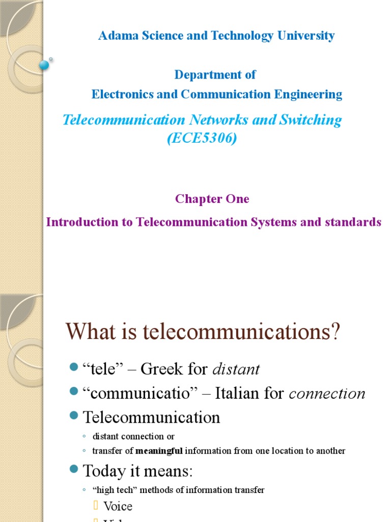 Introduction to Telecommunication Systems | PDF | Standardization ...