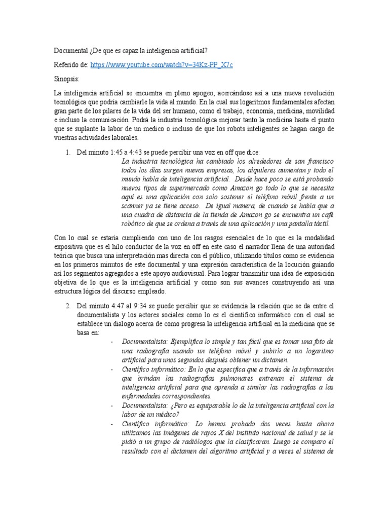 Documental de Que Es Capaz La Inteligencia Artificial | PDF | Inteligencia artificial ...