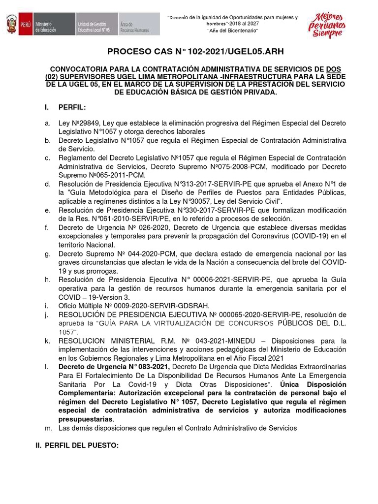 CAS 102 02supervisores UGEL Lima Metropolitana Infraestructura 0 VF ...